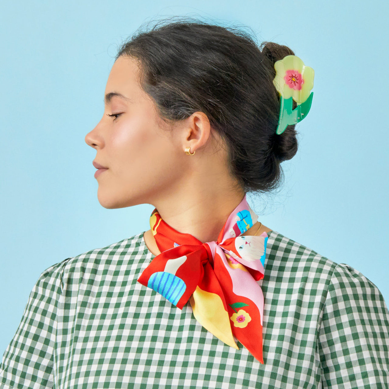 Cat Garden Gnome Twilly Ribbon Scarf – centinelle